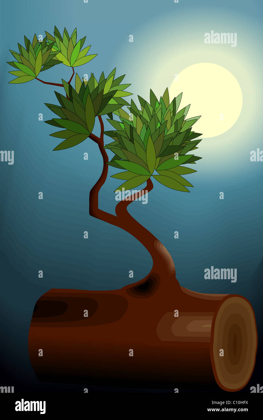 tree in a moon background Stock Photo - Alamy