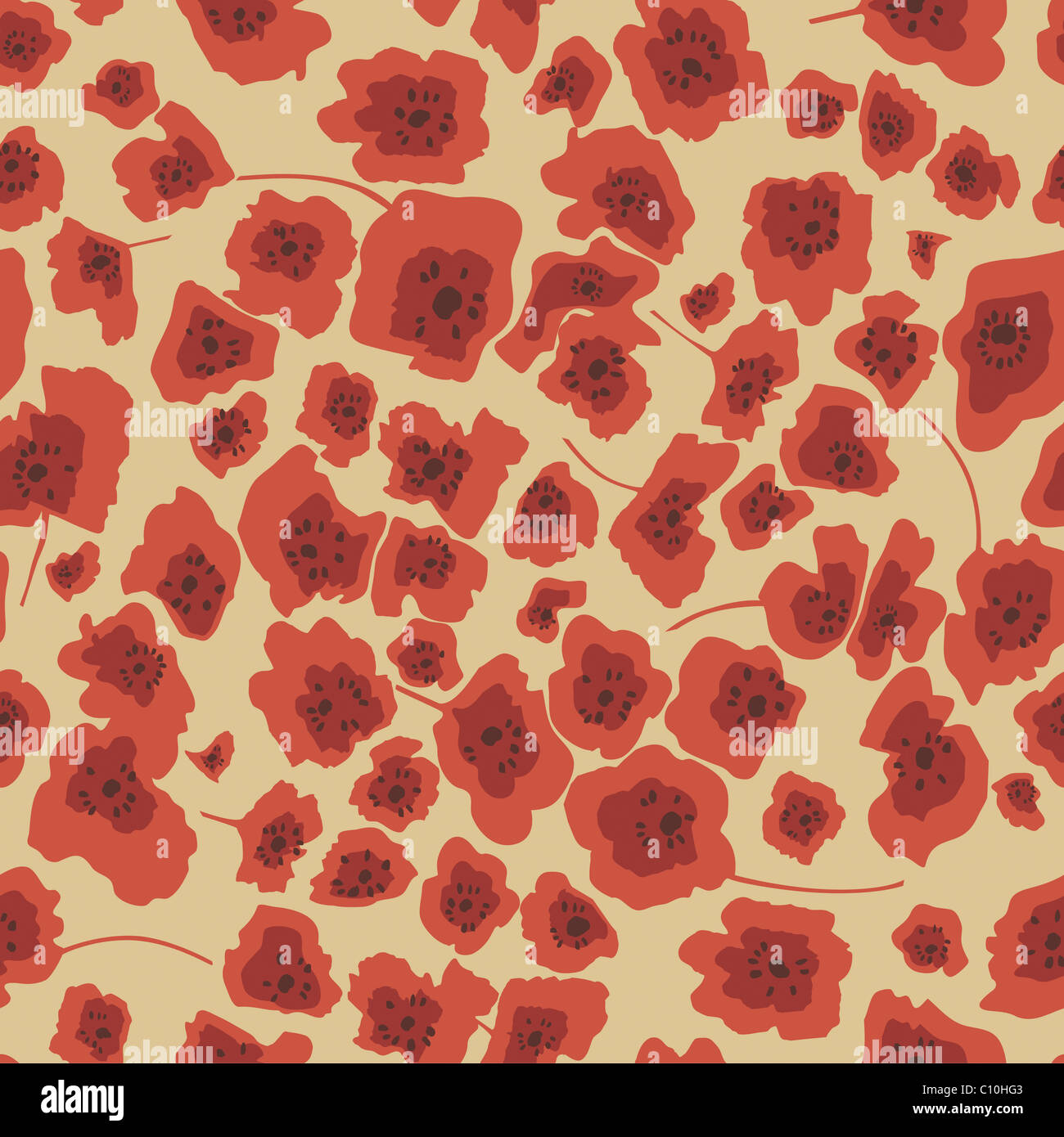 Seamless pattern with red flowers Stock Photo - Alamy