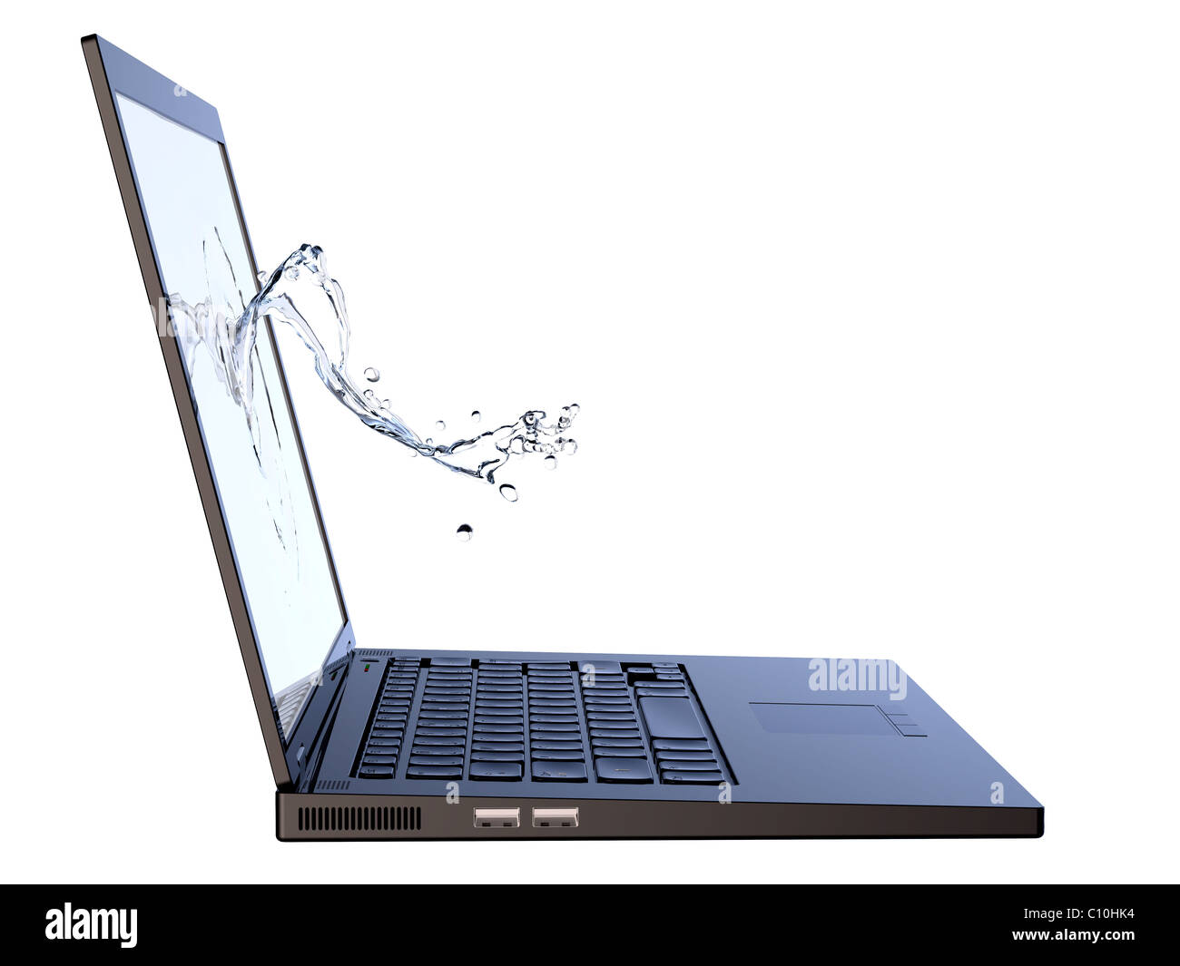 Water splash coming out from laptop screen Stock Photo - Alamy
