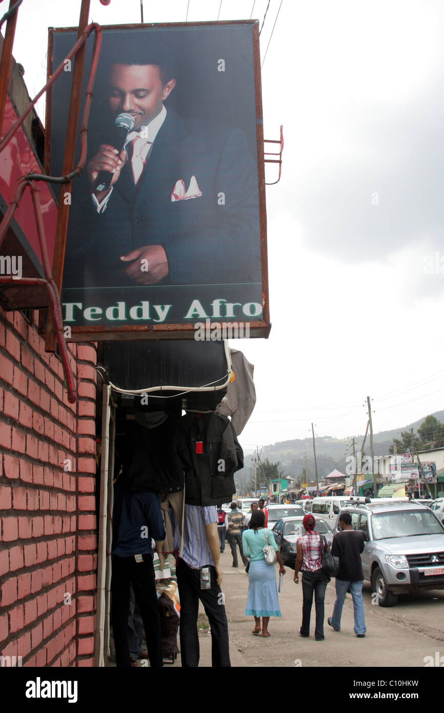 Singer Teddy Afro sign outside club in Addis Ababa, Ethiopia, east ...