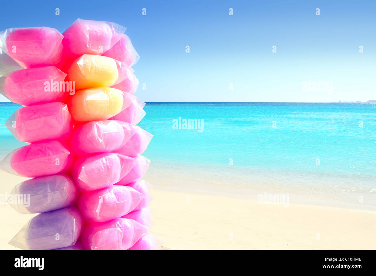 Cotton candy colorful in Caribbean beach shore turquoise sea Stock ...