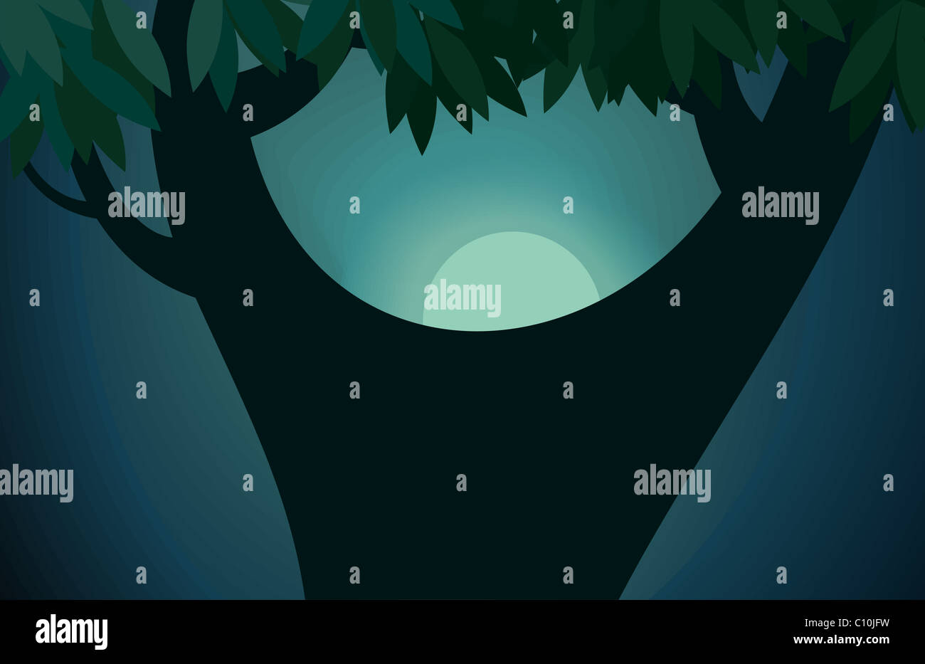Beauty of a tree in the moon light Stock Photo - Alamy