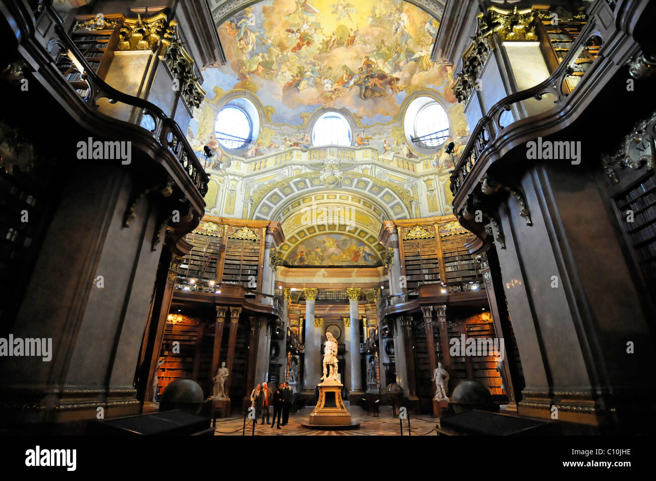 Interior, Grand Hall of the Austrian National Library, Josefsplatz ...