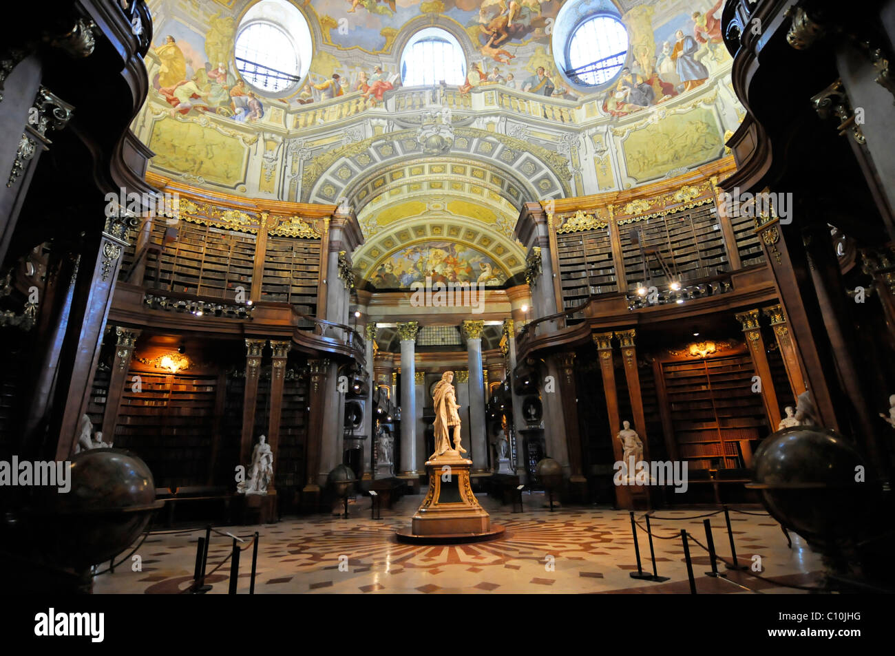 Interior, Grand Hall of the Austrian National Library, Josefsplatz ...