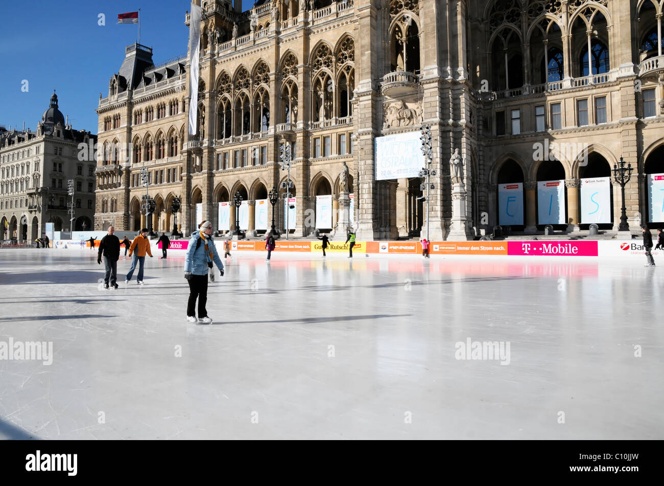 15th Eistraum ice skating rink at the new city hall, Vienna, Austria ...