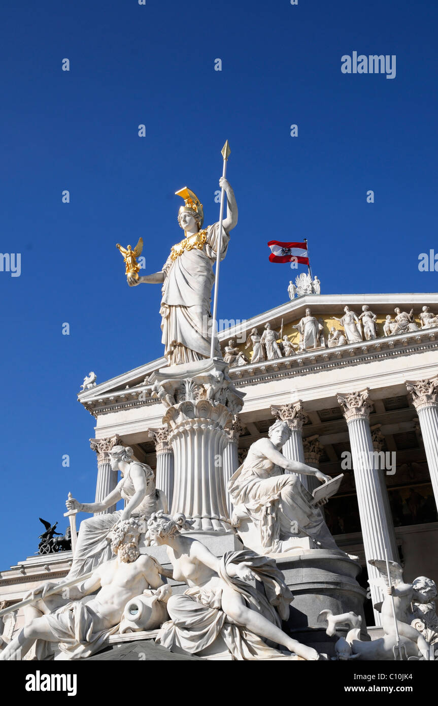 Statue of Pallas Athena in front of the parliament, Vienna, Austria ...