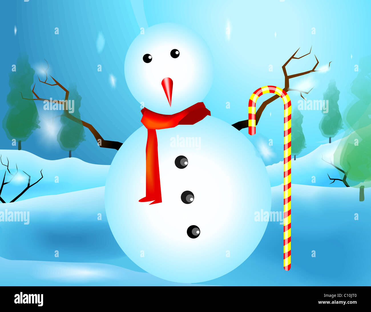 Snow man in winter season Stock Photo - Alamy