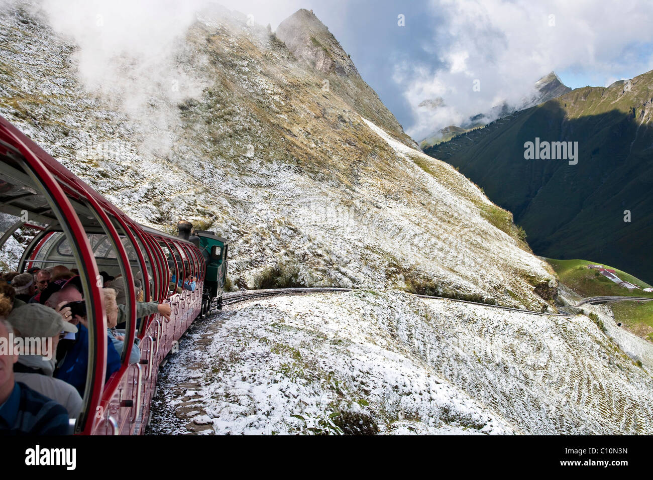 Ride on the Brienz-Rothorn-Bahn rack railway on Mt. Brienzer Rothorn ...