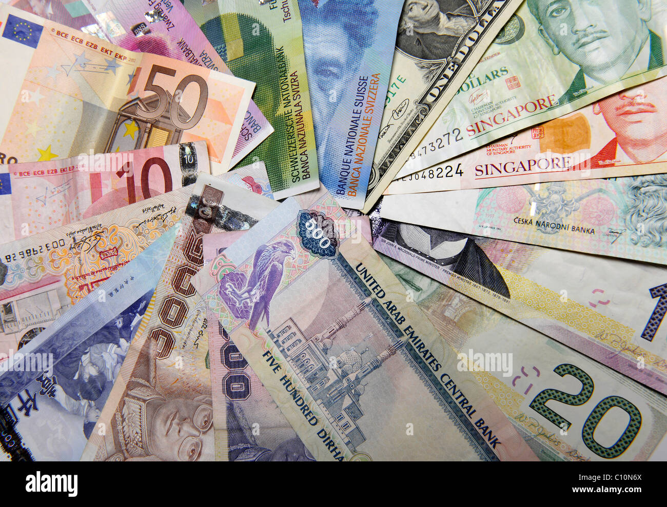 Banknotes in different currencies Stock Photo - Alamy