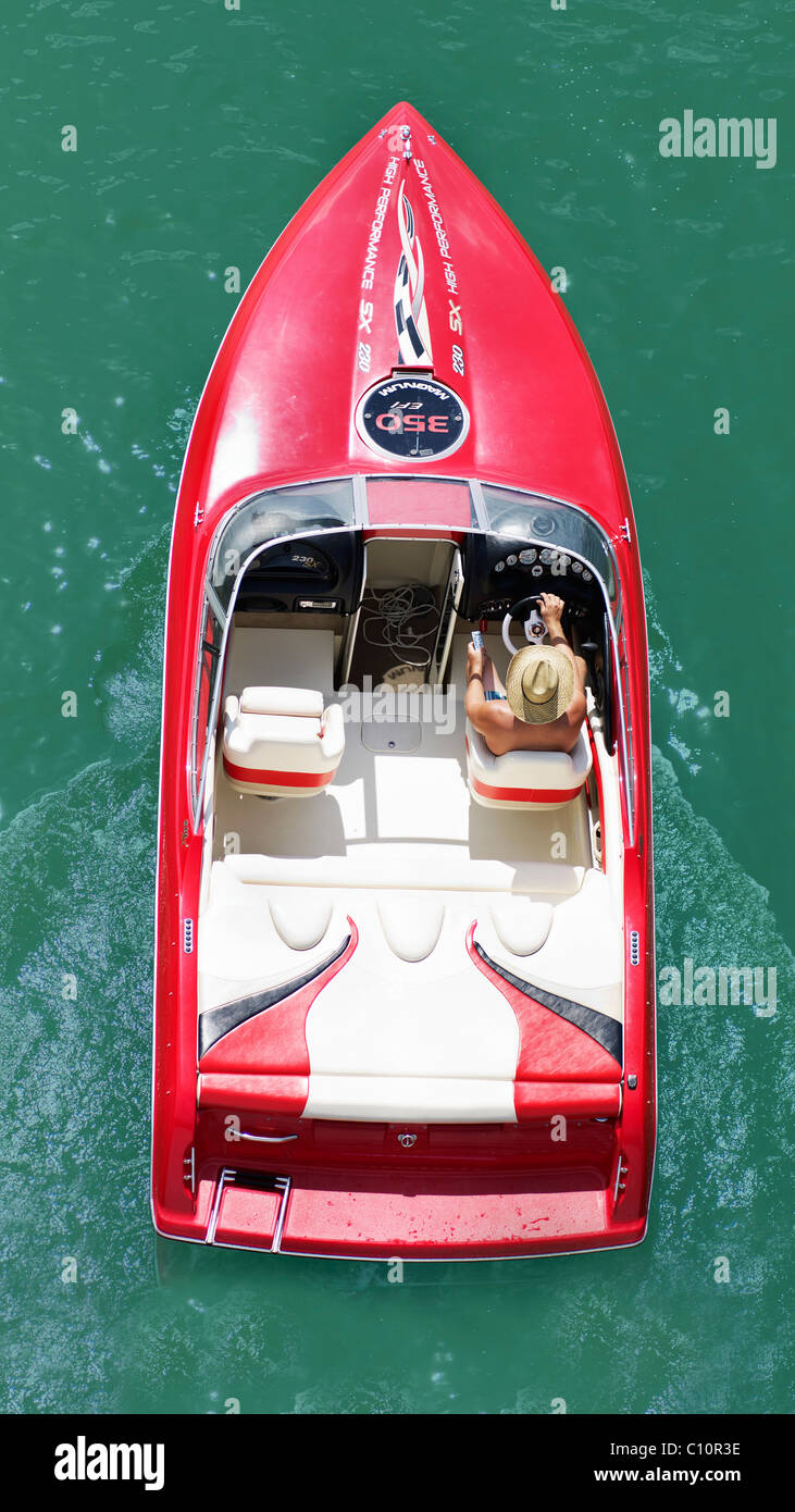 Aerial motorboats above hi-res stock photography and images - Alamy