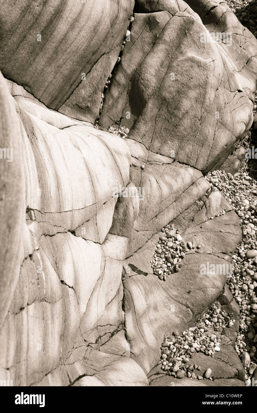 Rock formations, graphic patterned detail of seaside rocks Stock Photo ...