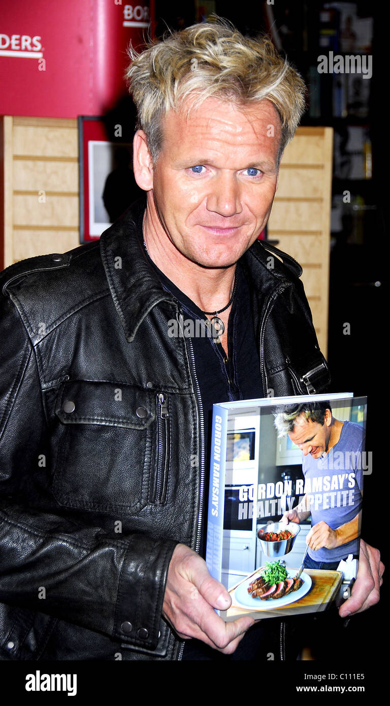 Gordon Ramsay signing his new book 'Gordon Ramsey's Healthy Appetite ...