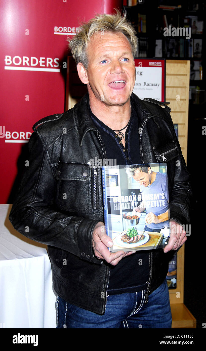 Gordon Ramsay signing his new book 'Gordon Ramsey's Healthy Appetite ...