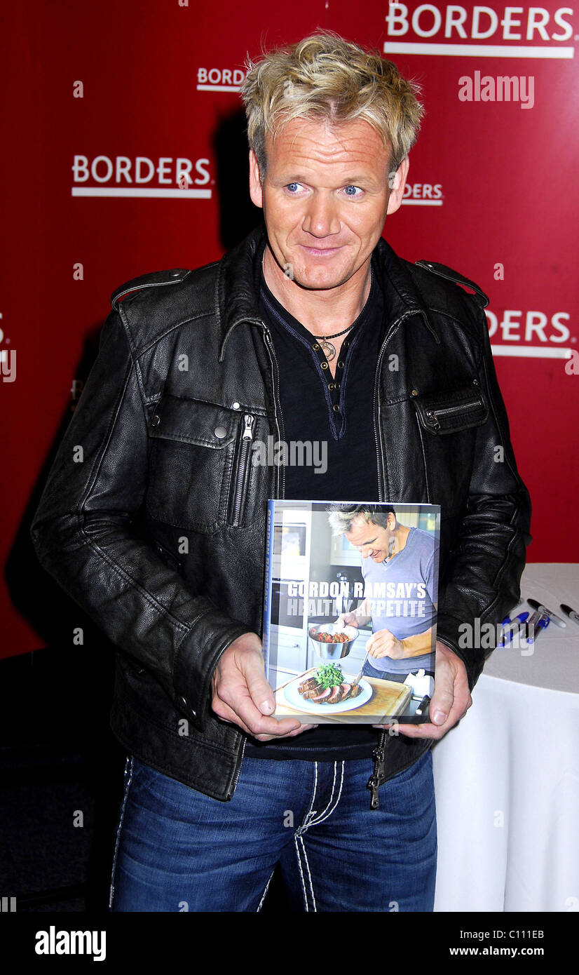 Gordon Ramsay signing his new book 'Gordon Ramsey's Healthy Appetite ...