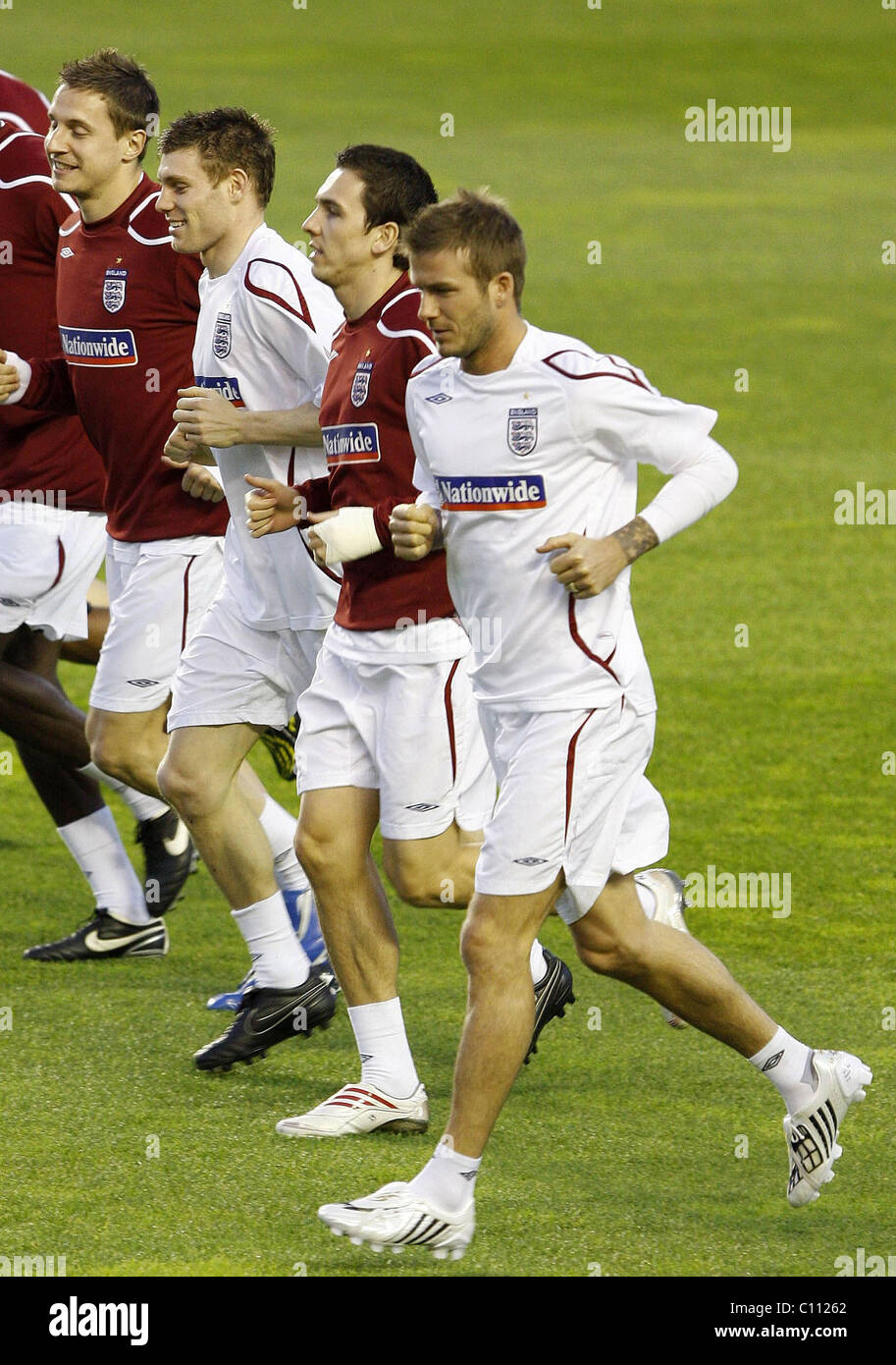 David Beckham Training with the English Football team for their up ...