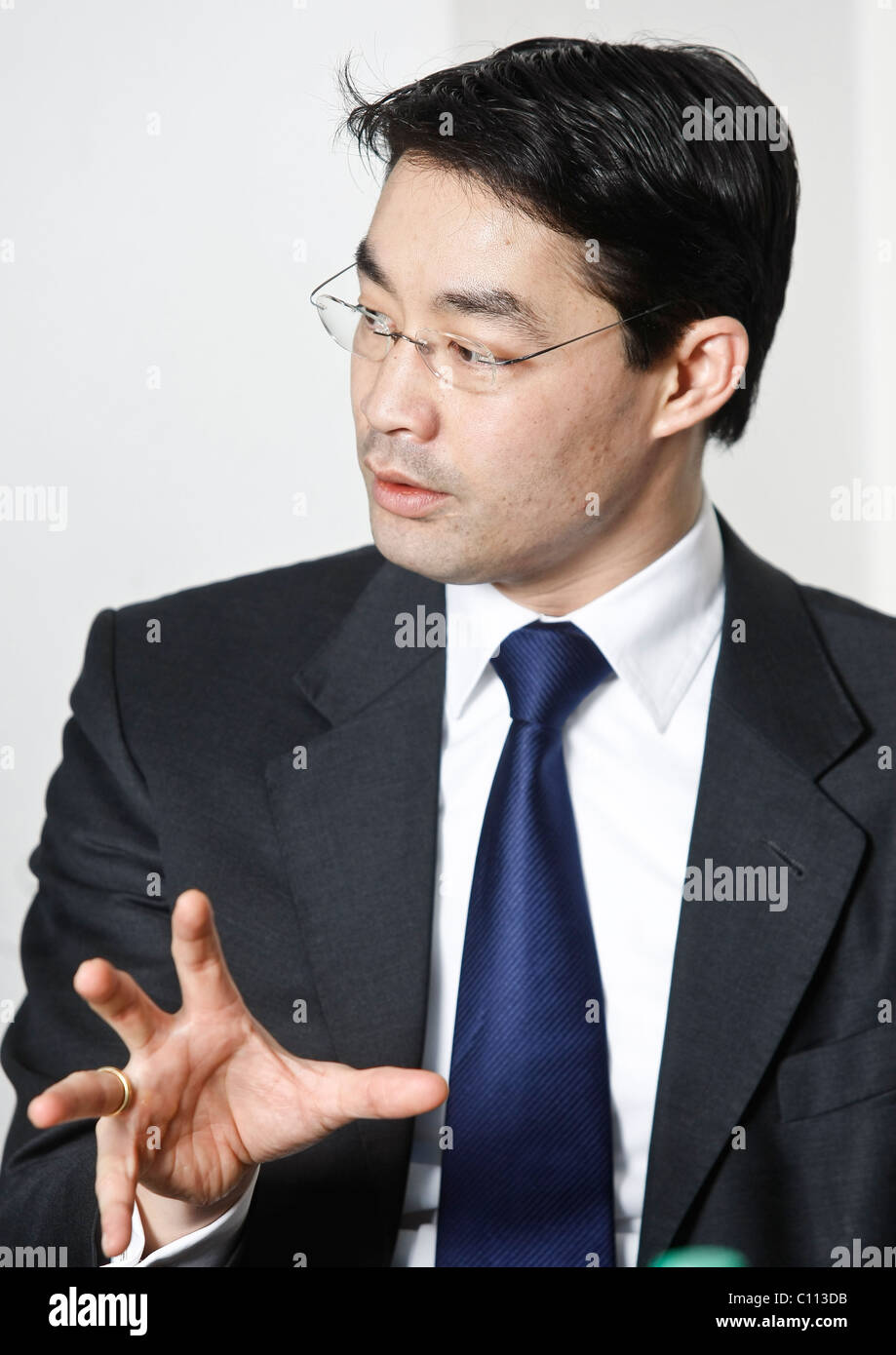 German health minister Philipp Roesler gestures during an interview ...