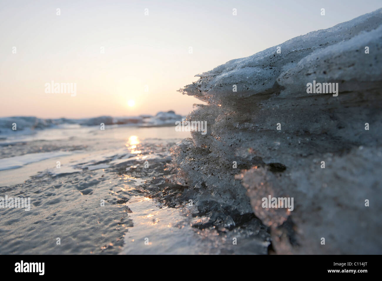 Icy mud flats, UNESCO World Natural Heritage Site, Schleswig-Holstein ...