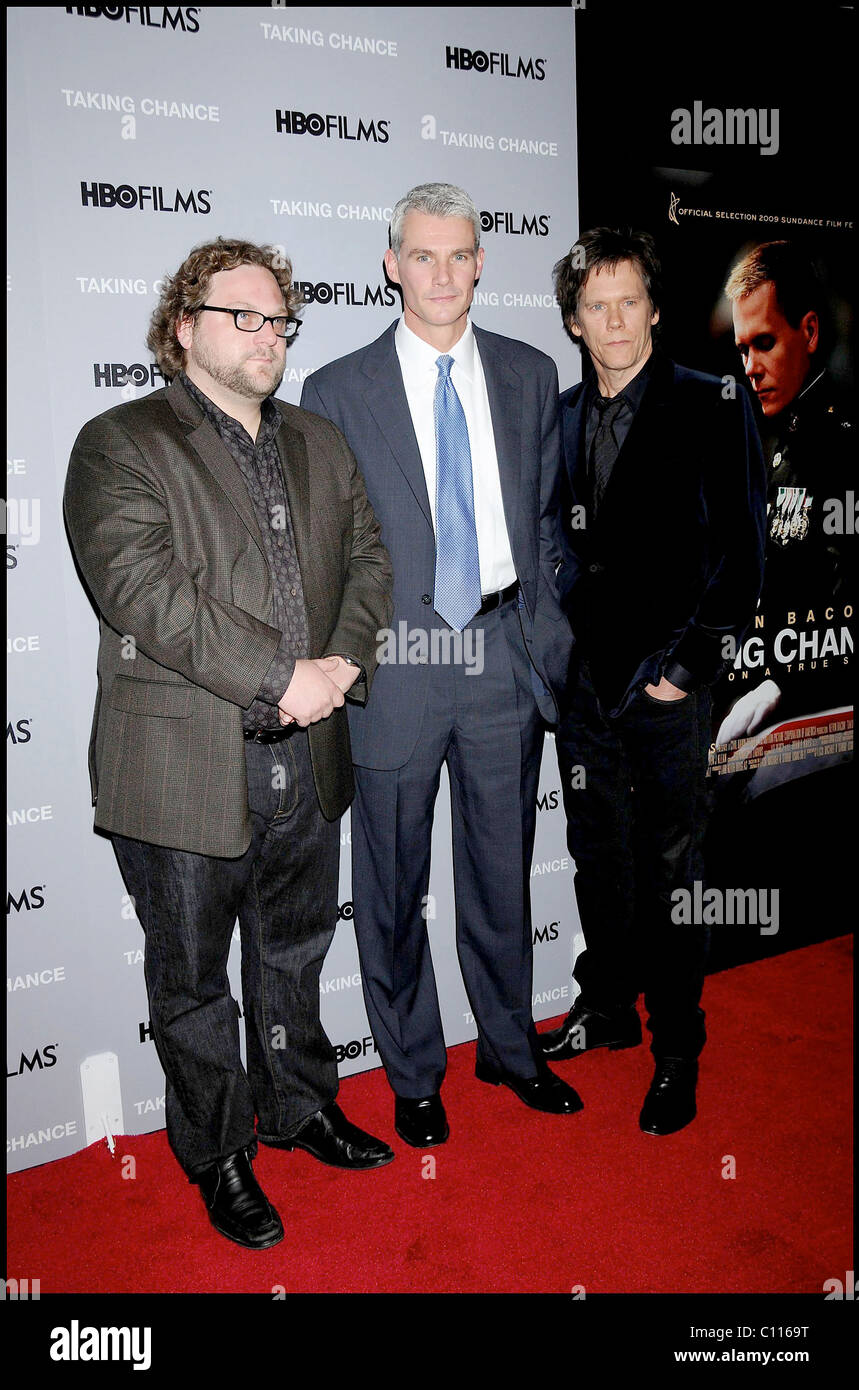 Ross Katz, Lt Colonel Mike Strobl and Kevin Bacon attend the screening ...
