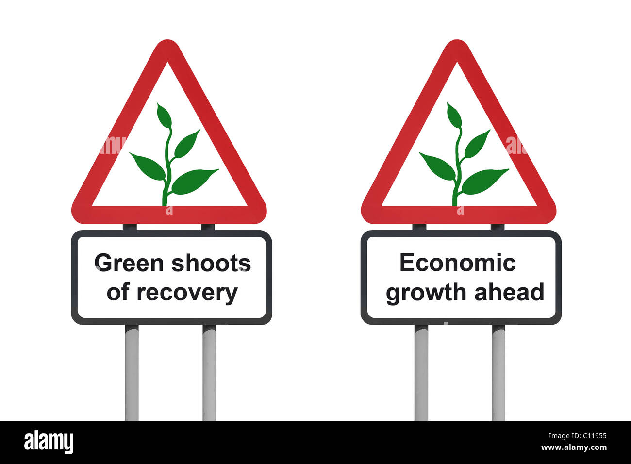 Economy green shoots road sign Stock Photo - Alamy