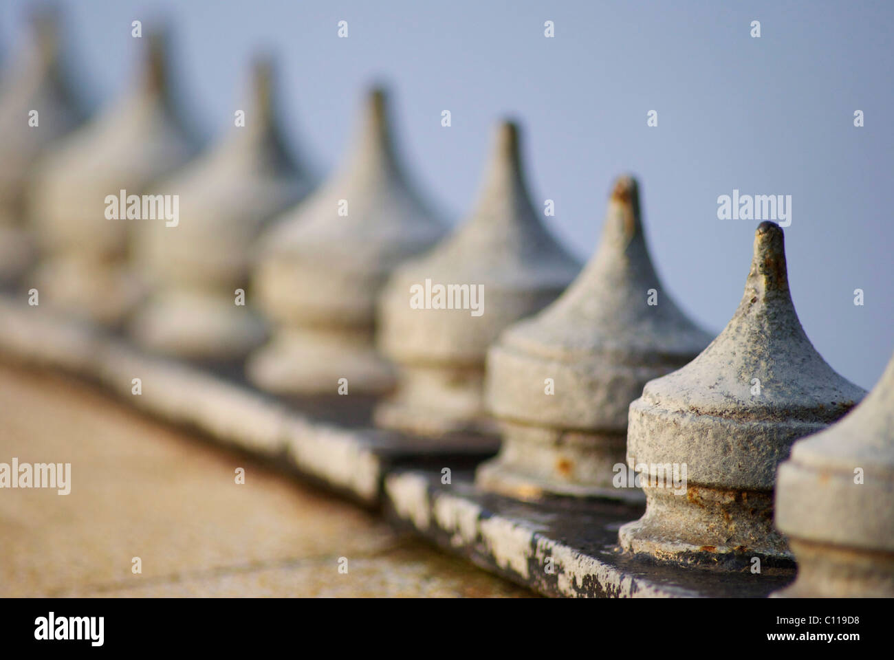 A series of decorative spikes on a bridge Stock Photo - Alamy