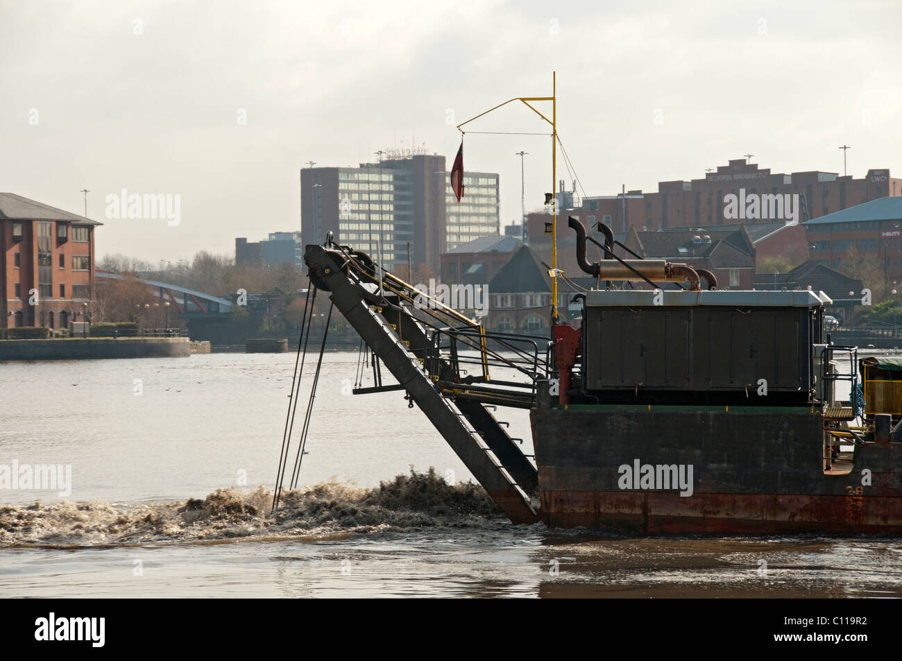 The plough dredger 'Norma' at Salford Quays, Manchester, England, UK ...
