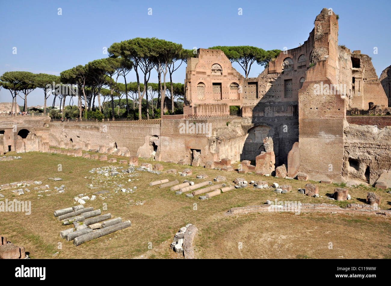 Stadium, hippodrome with the emperor's loge, Domus Augustana, Palatine ...