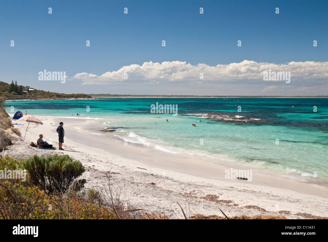 People on Flinders Bay beach in Augusta, Western Australia Stock Photo ...