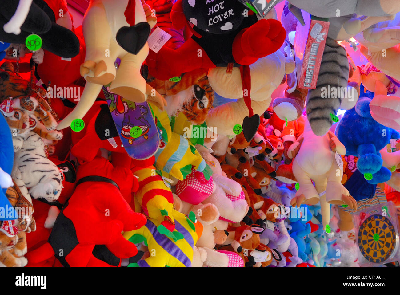 Trophy toys at fairground Stock Photo - Alamy