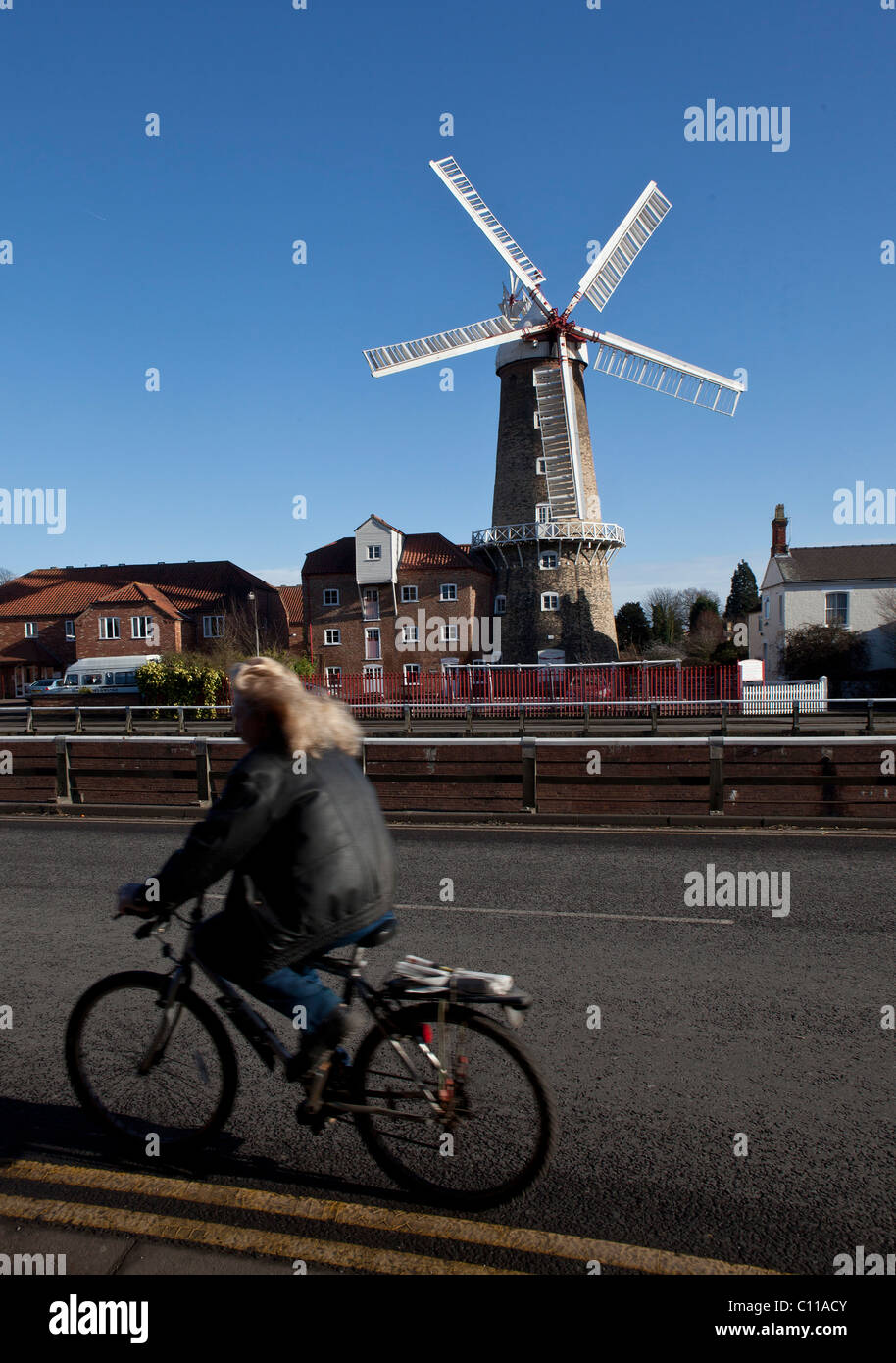 Boston, Lincolnshire. Pictured is the Maud Foster Mill by the canal in ...