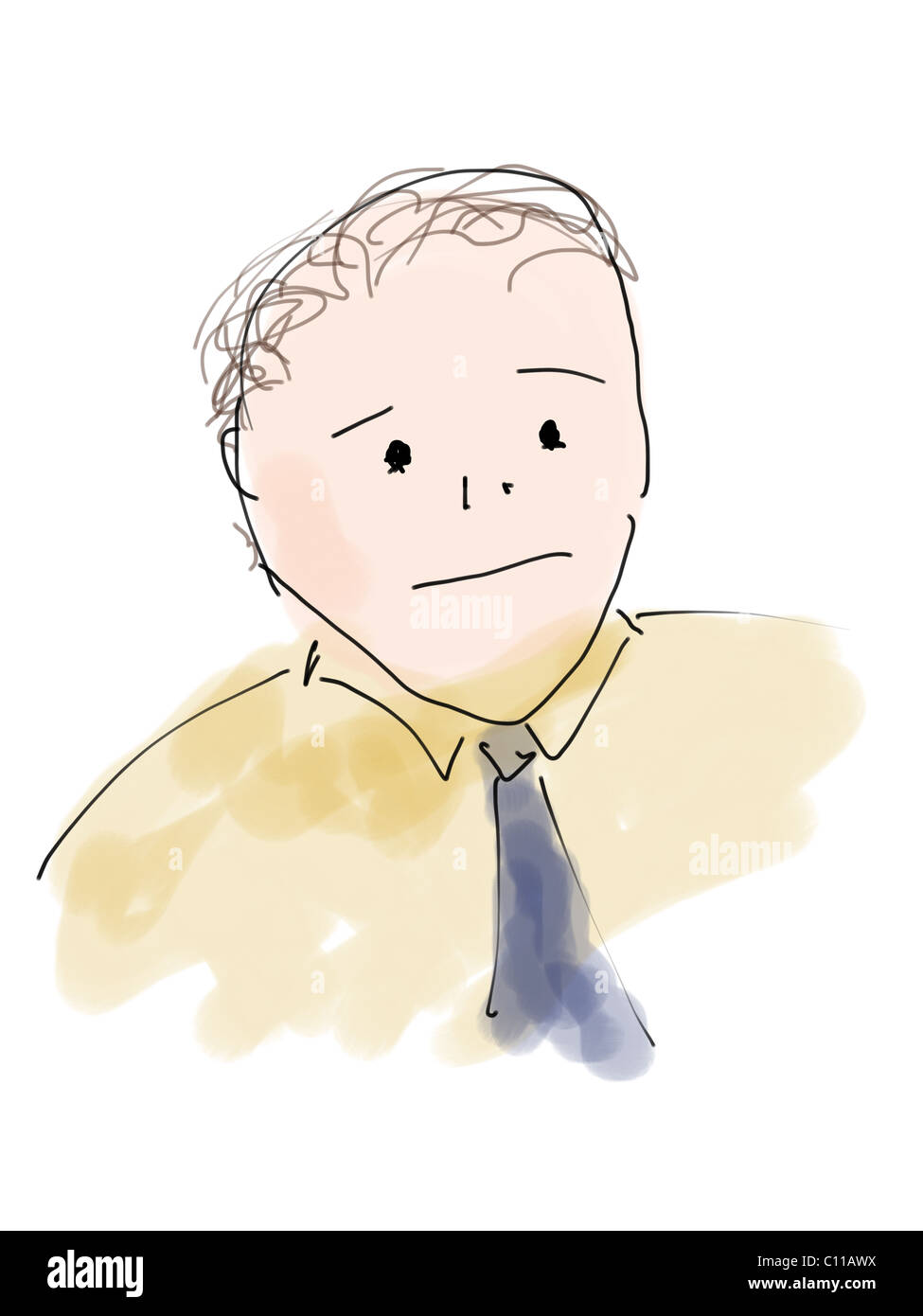 illustration of a troubled man in a shirt and tie Stock Photo - Alamy