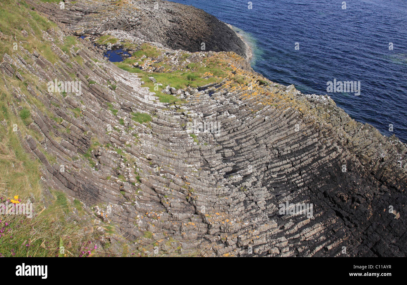 Basalt formations on Staffa island, Inner Hebrides island, Scotland ...