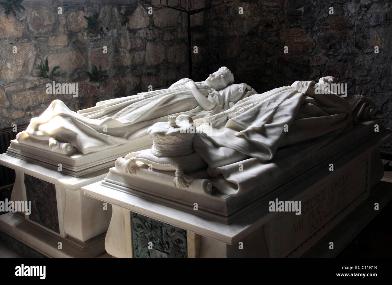 Iona Abbey, inside the monastery church, tomb of George Douglas, the ...