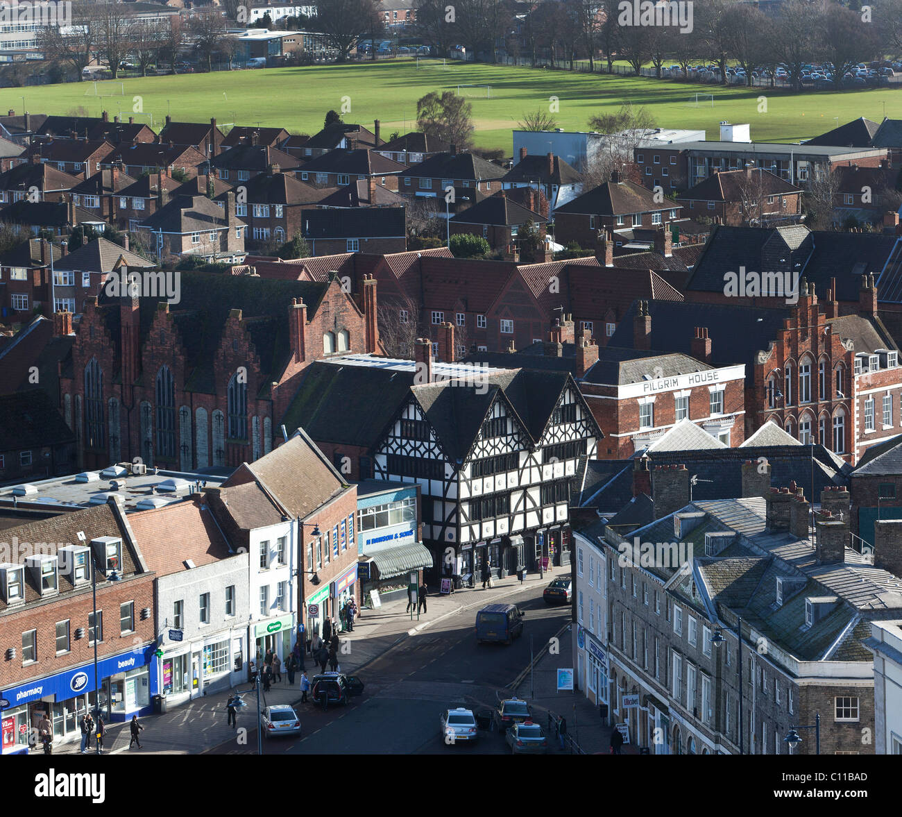 Boston, Lincolnshire. Pictured is Boston centre taken from the top of ...