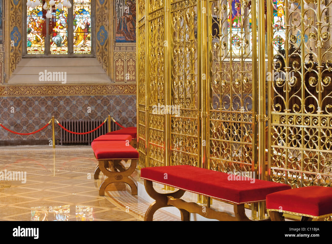 The richly decorated altar screen of St. Patrick Roman Catholic ...