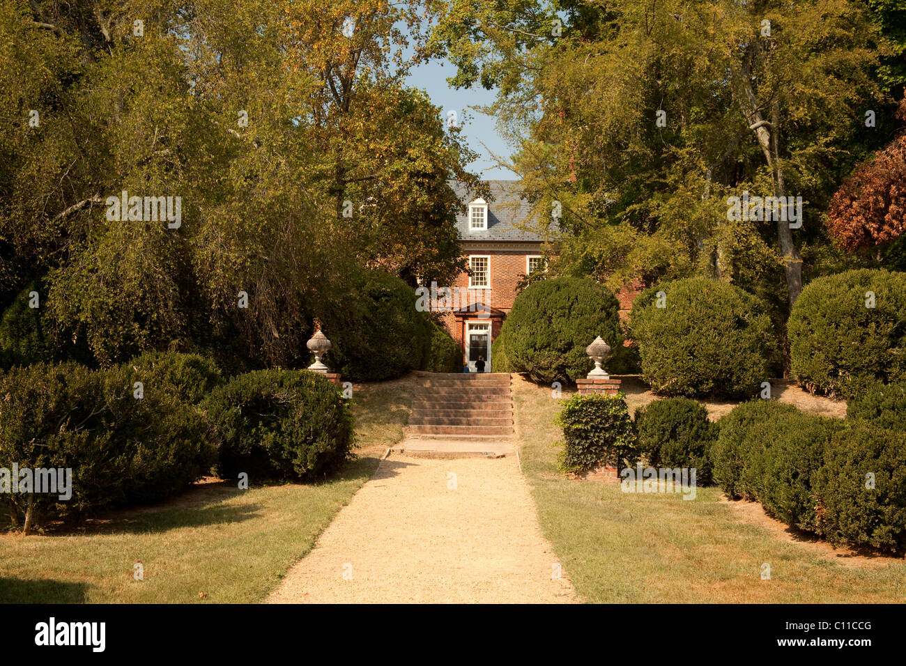 Georgian mansion of Berkeley Plantation VA USA and formal gardens Stock ...