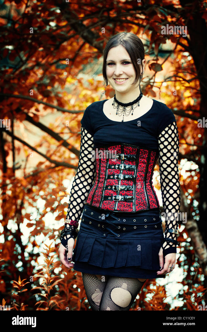 Woman gothic dark haired smiling hi-res stock photography and images ...