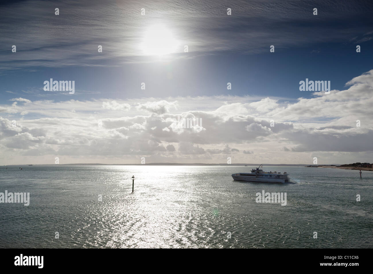 A Wightlink catamaran ferry exits Portsmouth harbour bound for the Isle ...