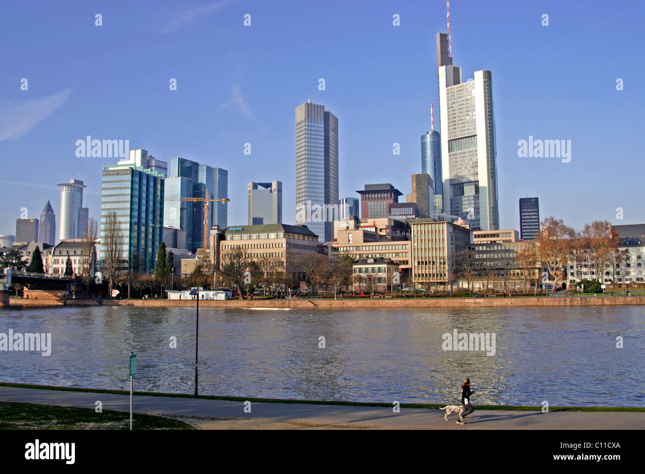 Skyline, Main river, Frankfurt, Hesse, Germany, Europe Stock Photo - Alamy