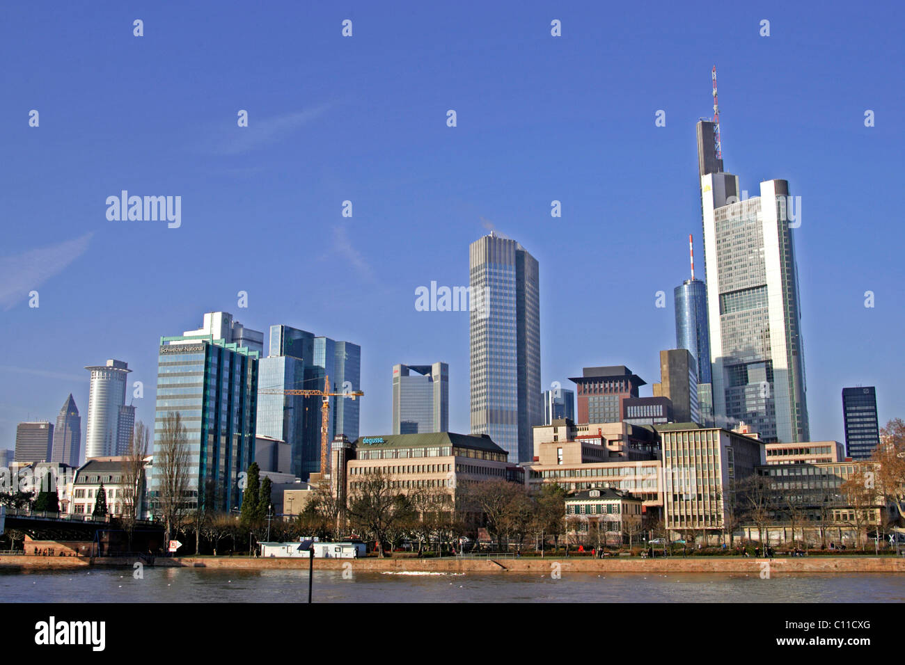 Skyline, Main river, Frankfurt, Hesse, Germany, Europe Stock Photo - Alamy