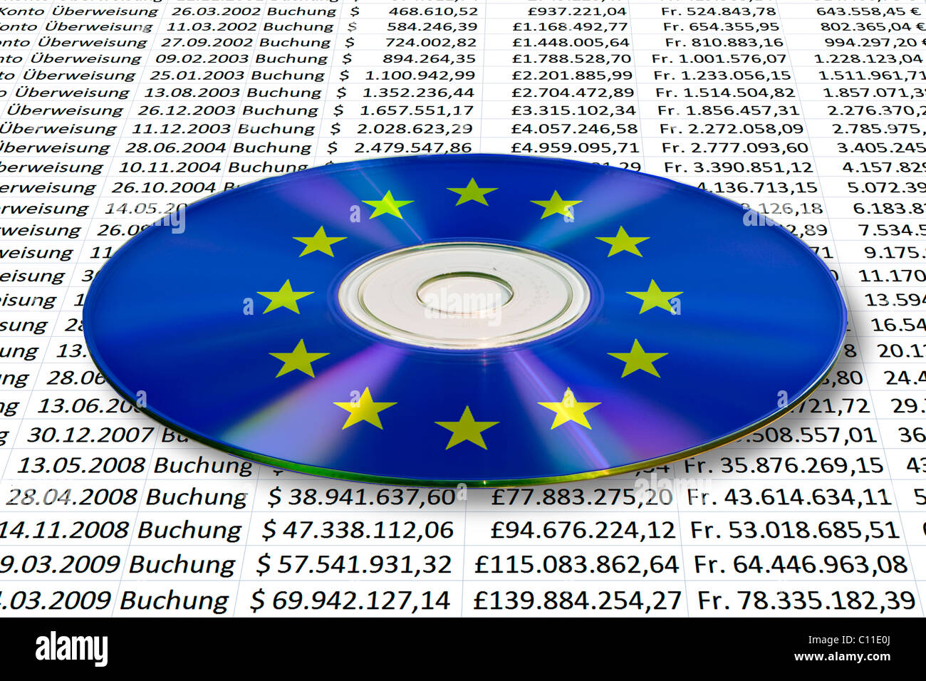 Data CD and data DVD with data list of the European Union Stock Photo ...