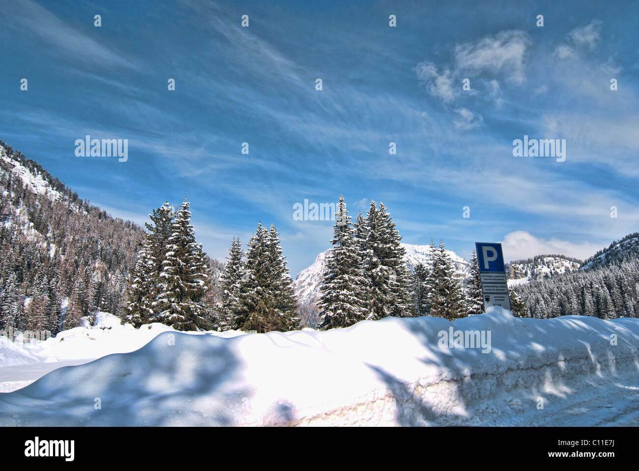 Cold Winter in the Heart of Dolomites, Veneto, Northern Italy Stock ...
