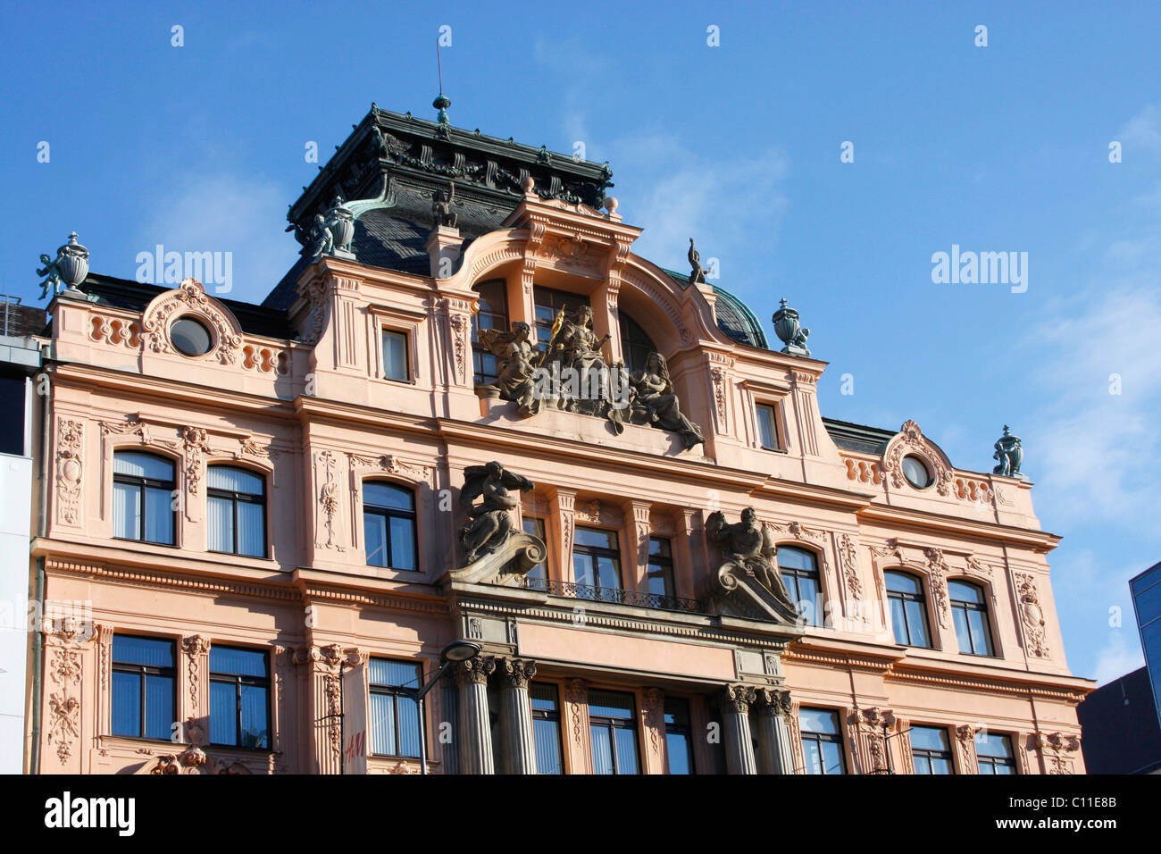Ornate rooftop of building on the St.Wenceslas Square Prague ,Czech ...