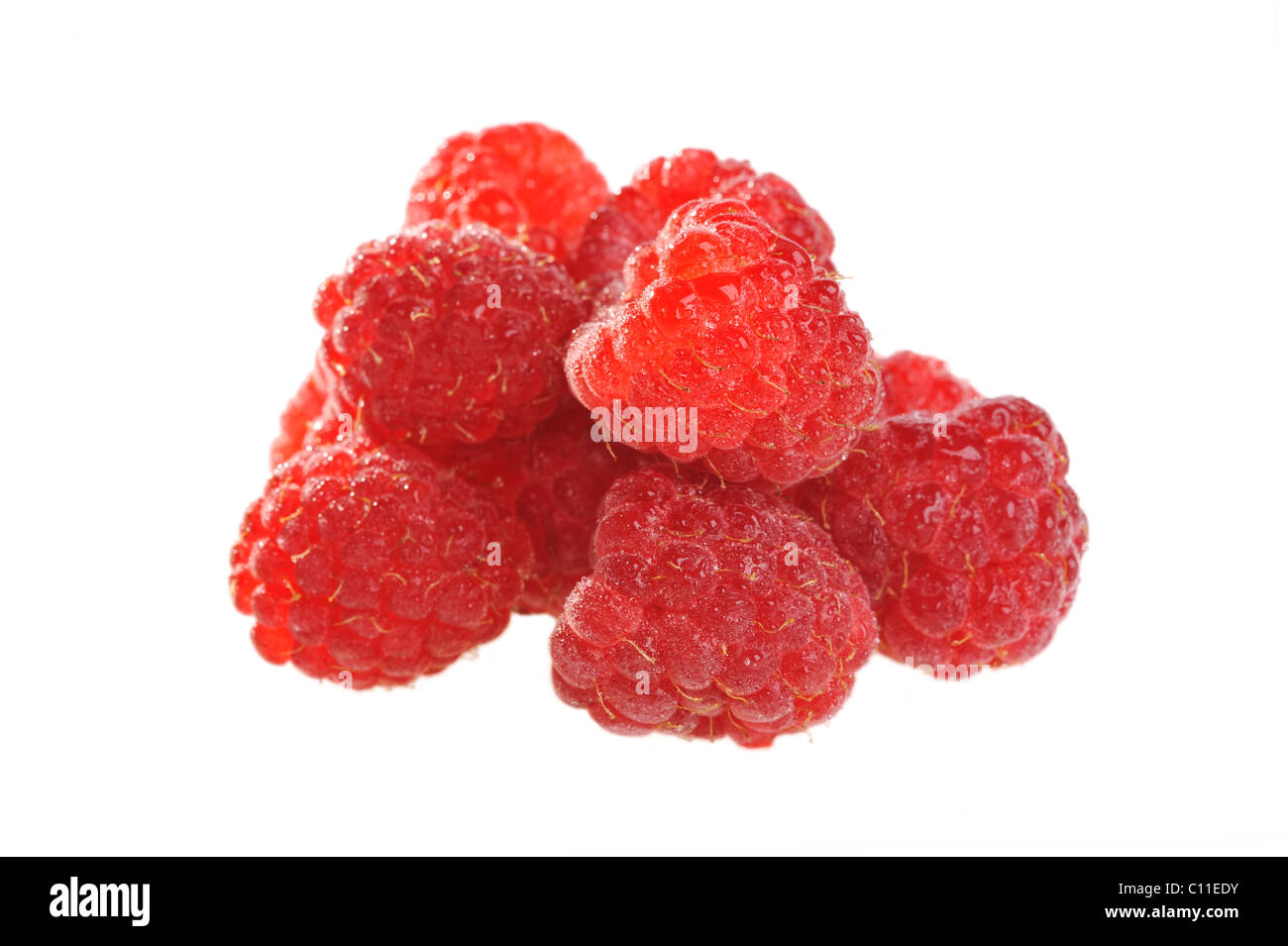 raspberries on white background Stock Photo - Alamy