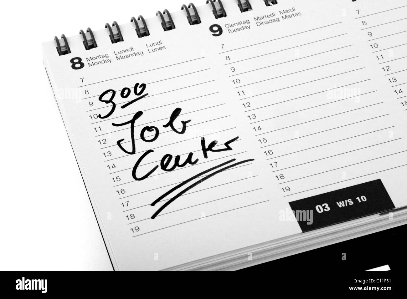 Entry "Jobcenter", job center, in a diary Stock Photo - Alamy