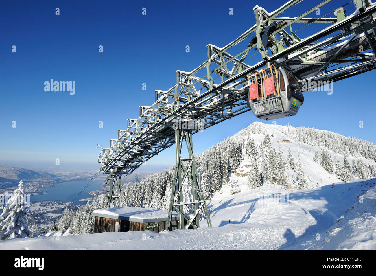 Ropeway on Mt. Wallberg, Bavarian Alps, Upper Bavaria, Bavaria, Germany ...