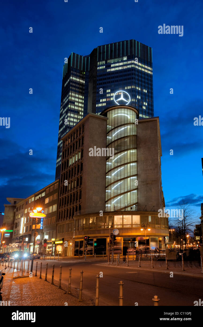 View of the Mercedes House in front of the ECB, European Central Bank ...