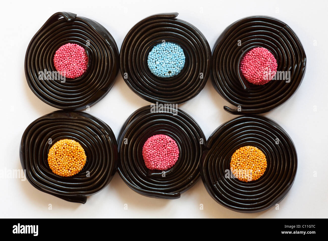 Barratt liquorice Catherine Wheels isolated on white background Stock ...
