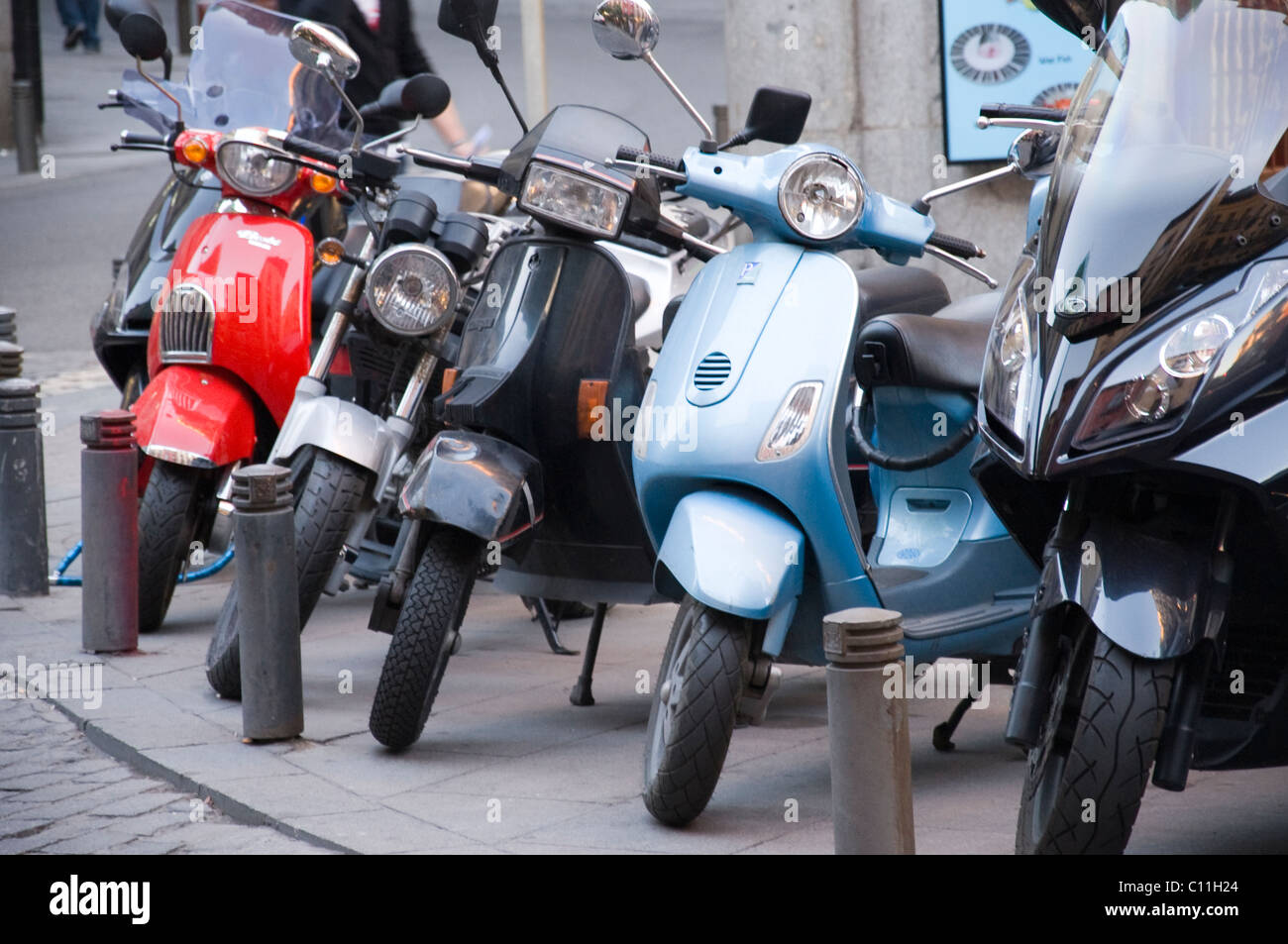 vespas in madrid spain Stock Photo - Alamy