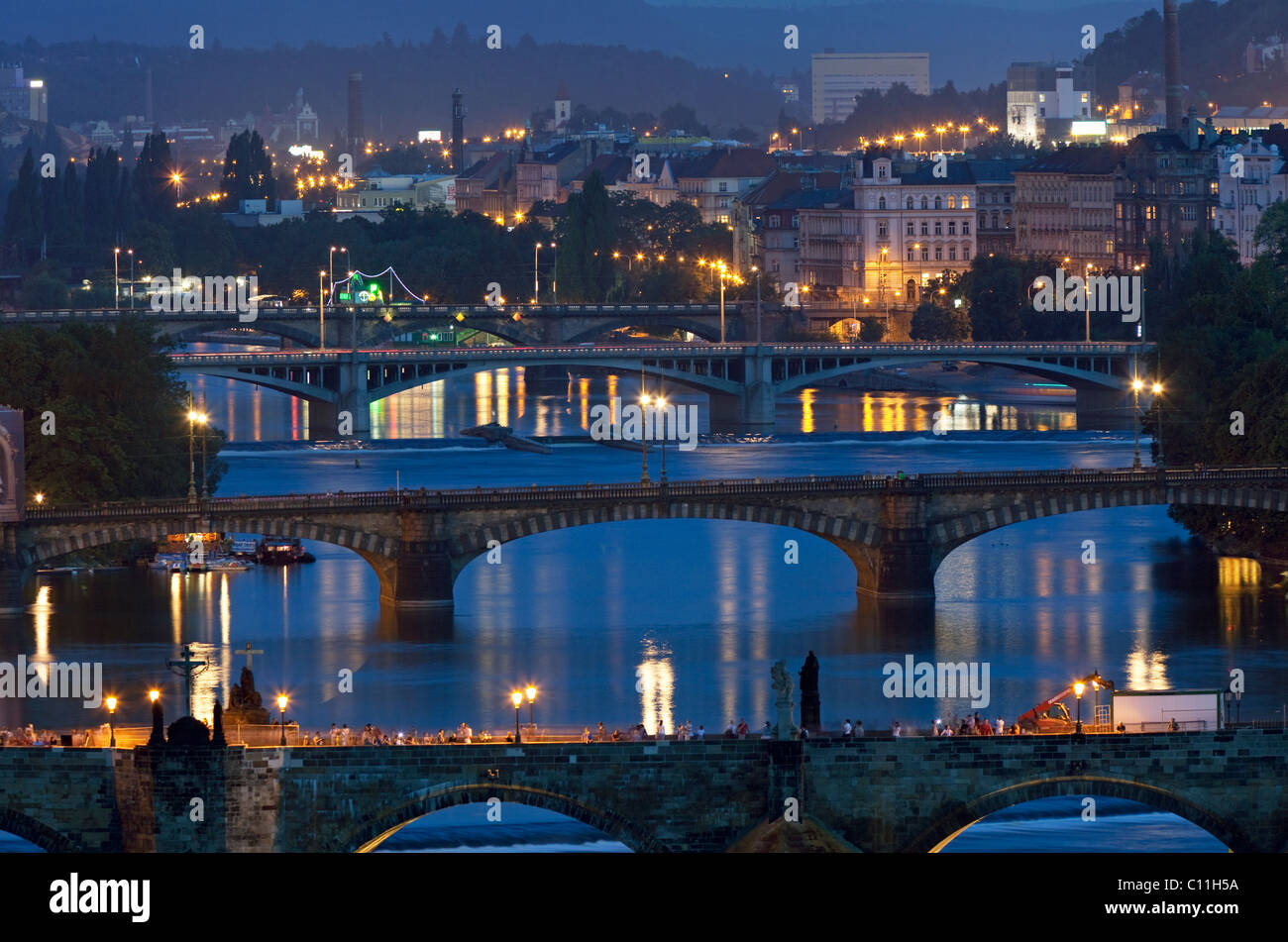 Prague - Historic bridges in Prague across Vltava River Stock Photo - Alamy