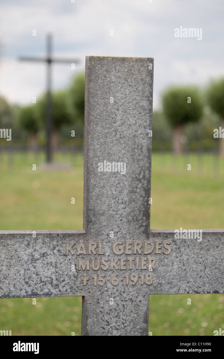 Close up of two of hundreds of German crosses marking graves in the ...
